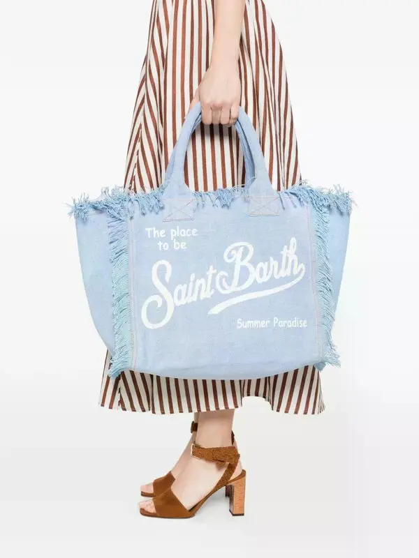 MC2 SAINT BARTH Fringed-detail Tote Bag - Blue