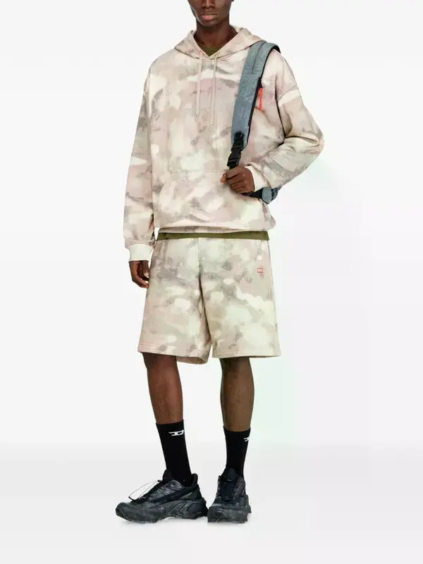 DIESEL® Abstract Camouflage Print Cotton Sweat Shorts