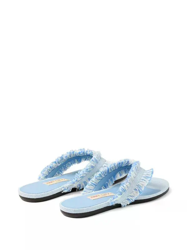 JIMMY CHOO Bay Flat Fringed Sandals - Blue