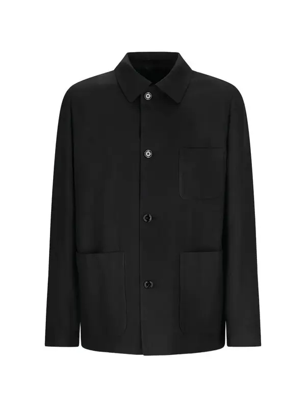 LARDINI Patch-pocket Shirt Jacket - Black