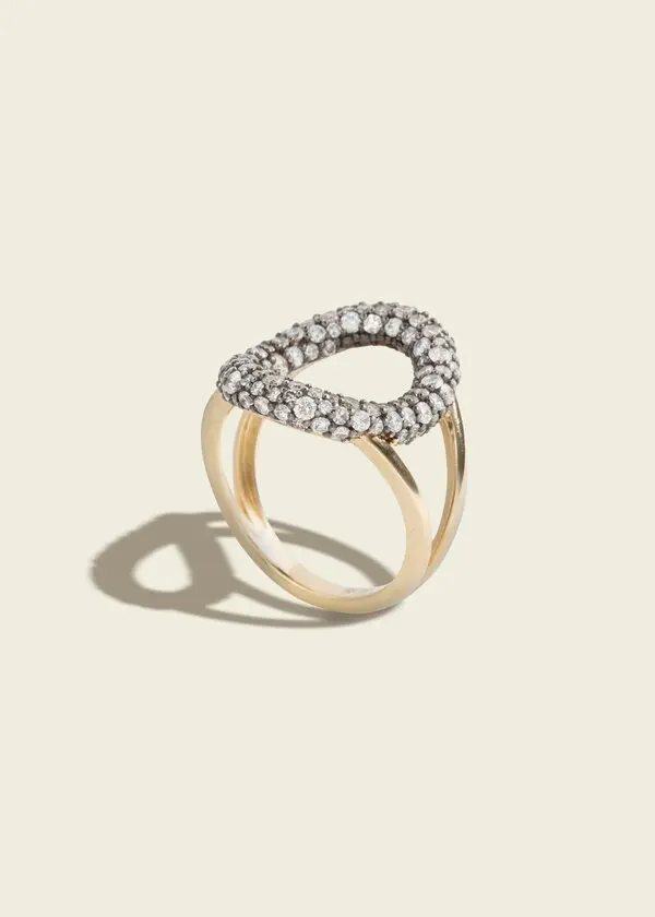 LUCY DELIUS Antique Finish Diamond Oval Ring - Yellow