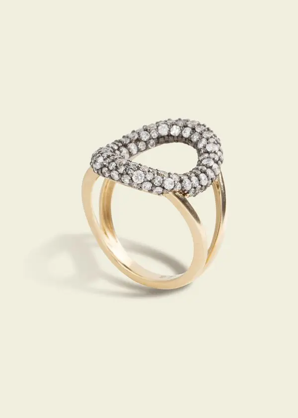 LUCY DELIUS Antique Finish Diamond Oval Ring - Yellow