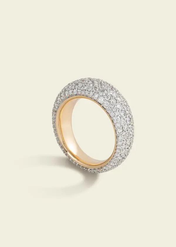 LUCY DELIUS Diamond Pavé Bombé Ring In 14kt Yellow Gold - White