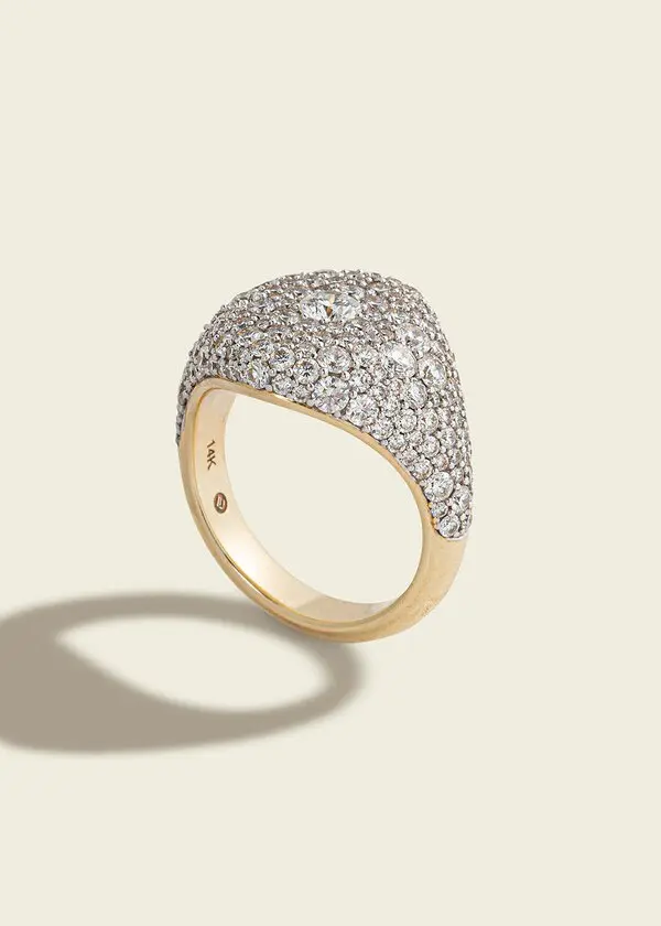 LUCY DELIUS Modern Finish Diamond Signet Ring - White