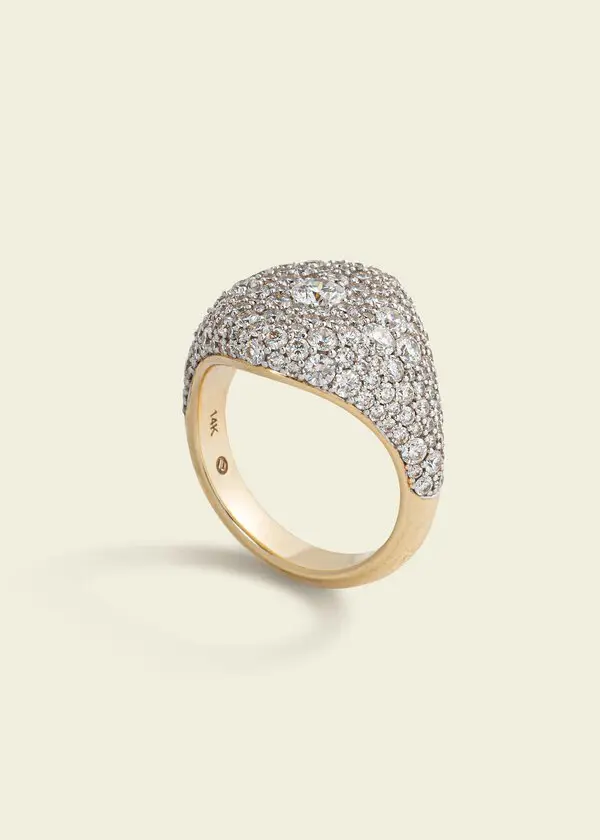 LUCY DELIUS Modern Finish Diamond Signet Ring - White