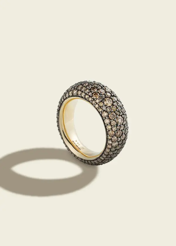 LUCY DELIUS Cognac Diamond Pavé Bombé Ring - Brown