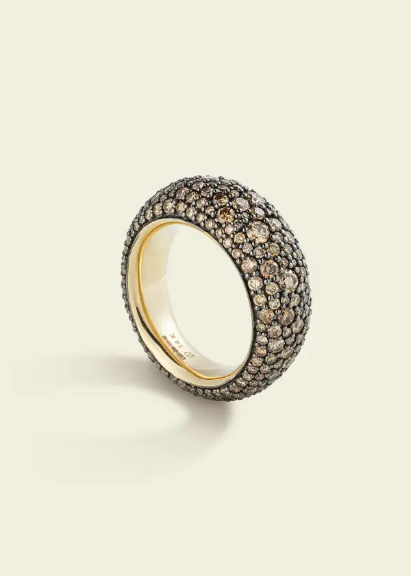 LUCY DELIUS Cognac Diamond Pavé Bombé Ring - Brown