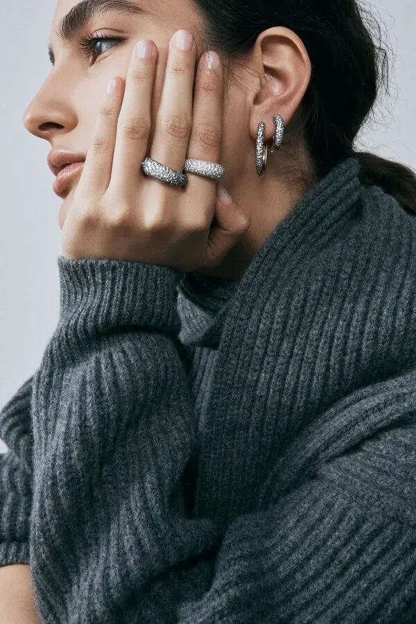 LUCY DELIUS Diamond Bombé Ring - Brown