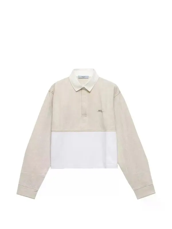 Prada Chambray And Jersey Polo Shirt