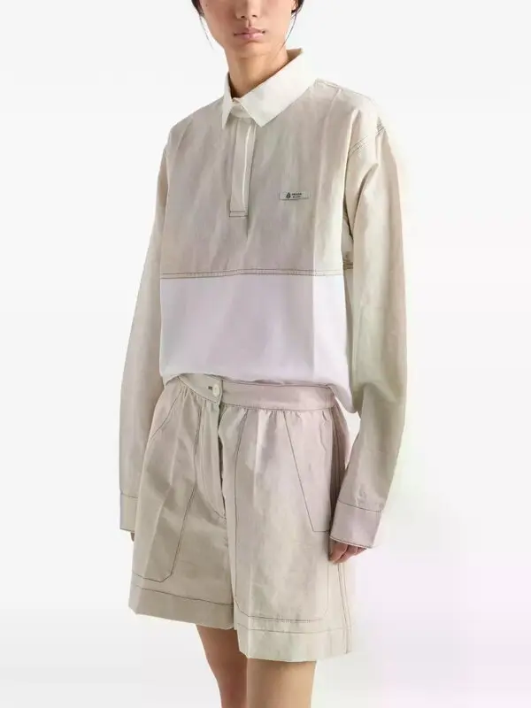 Prada Chambray And Jersey Polo Shirt