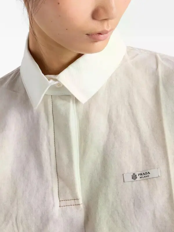 Prada Chambray And Jersey Polo Shirt