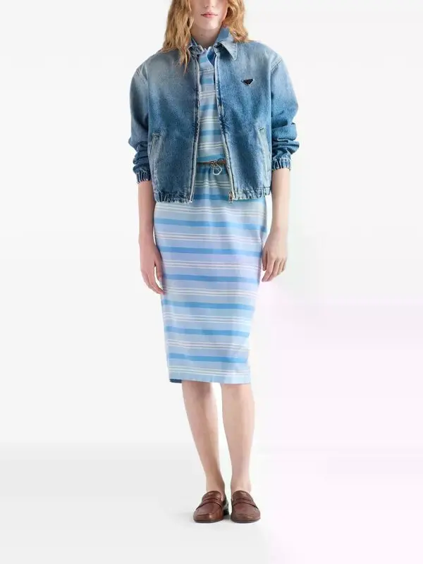 Prada Denim Jacket With Enamelled Triangle Logo