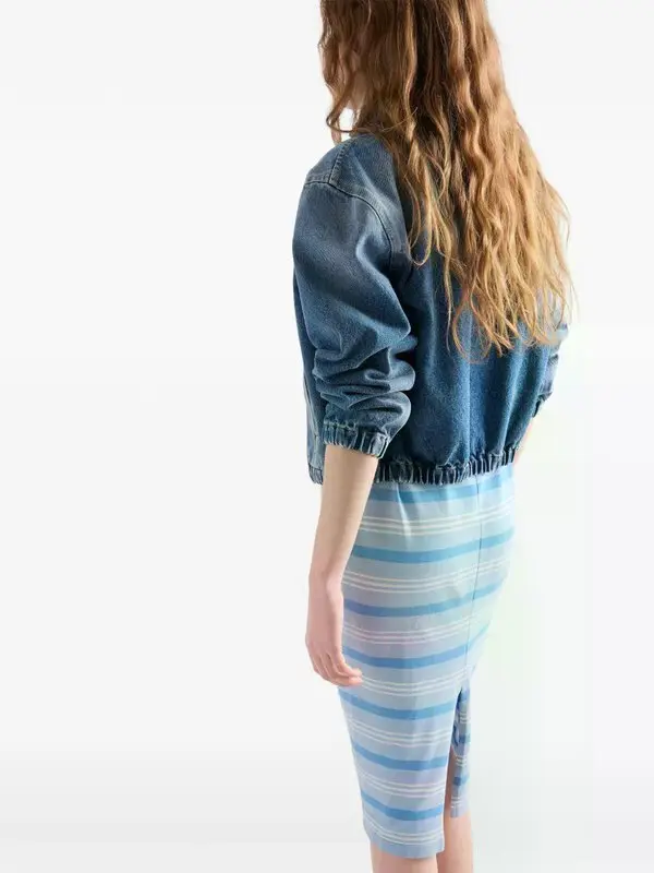 Prada Denim Jacket With Enamelled Triangle Logo