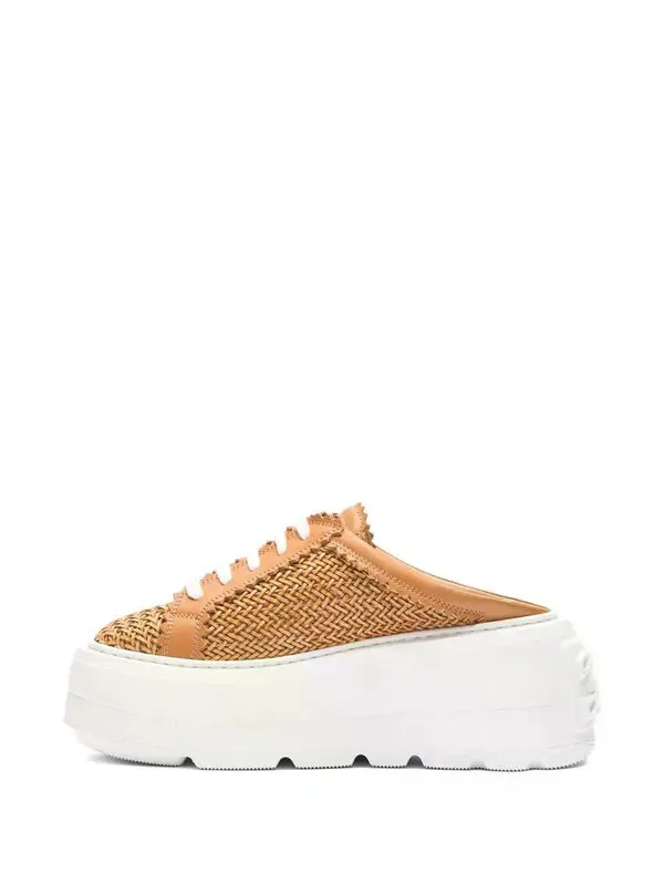 Casadei Nexus Woven Slip-on Platform Sneakers - Brown