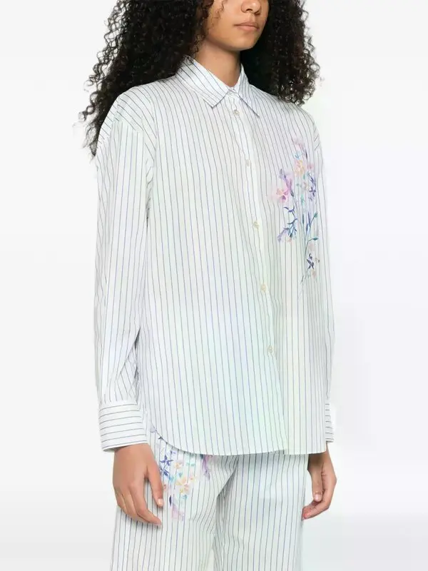 FORTE_FORTE Striped Floral Shirt