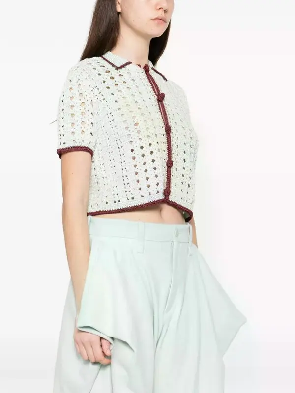 FORTE_FORTE Crochet Knit Buttoned Shirt - Blue