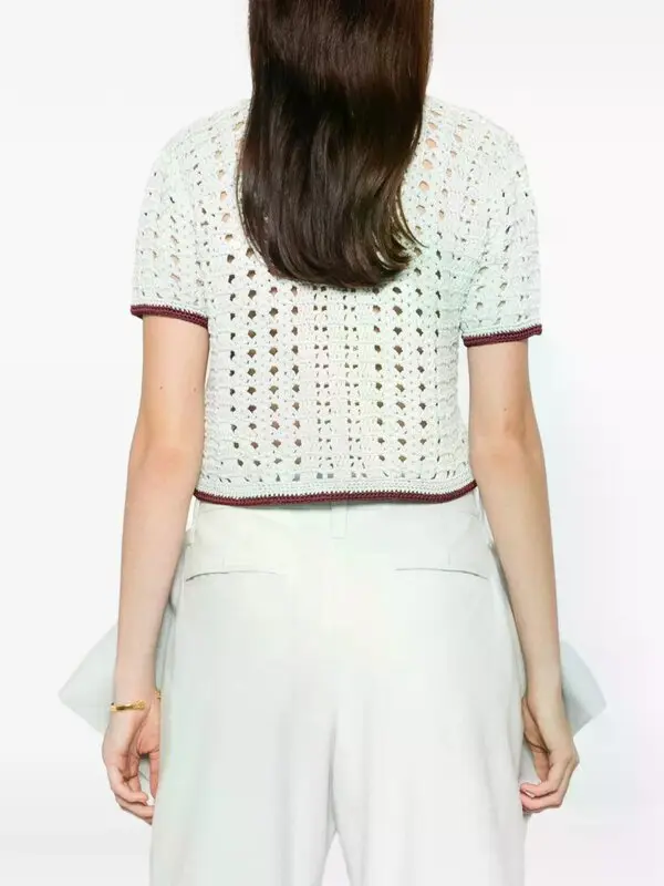 FORTE_FORTE Crochet Knit Buttoned Shirt - Blue