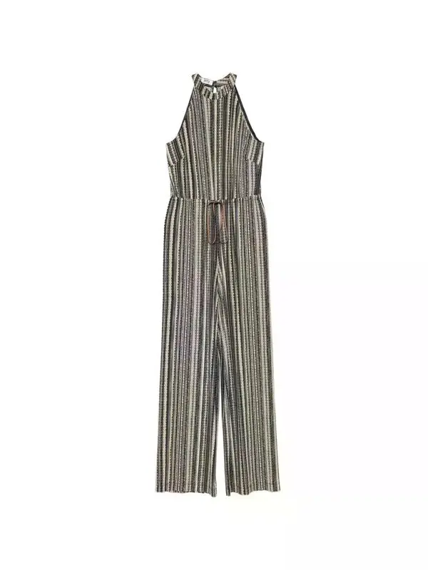 SIYU Striped Drawstring-waist Jumpsuit - Black