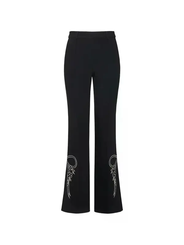 Cinq À Sept Floral Embellishment Side Slit Trousers - Black