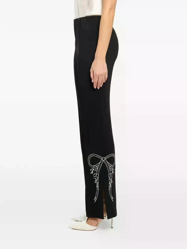 Cinq À Sept Floral Embellishment Side Slit Trousers - Black