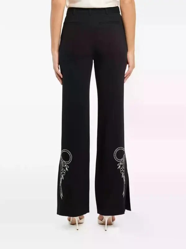 Cinq À Sept Floral Embellishment Side Slit Trousers - Black