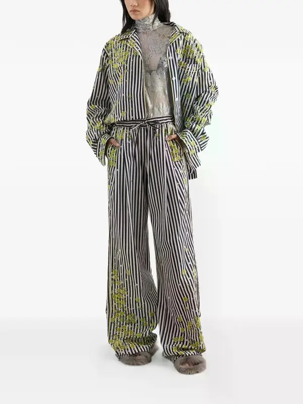 Dolce & Gabbana Floral Embroidered Poplin Trousers