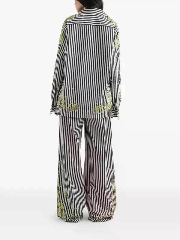 Dolce & Gabbana Floral Embroidered Poplin Trousers