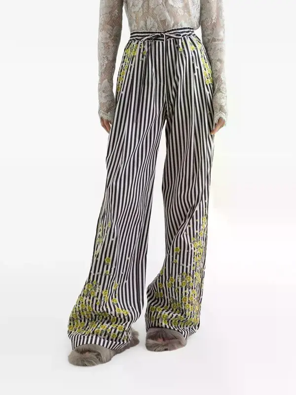 Dolce & Gabbana Floral Embroidered Poplin Trousers
