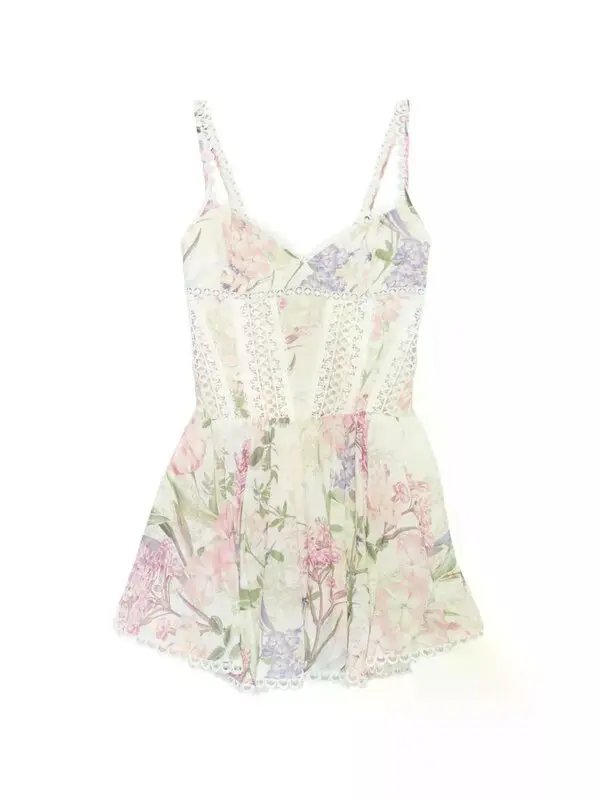 Charo Ruiz Ibiza Gardenia Floral-print Mini Dress - Neutrals