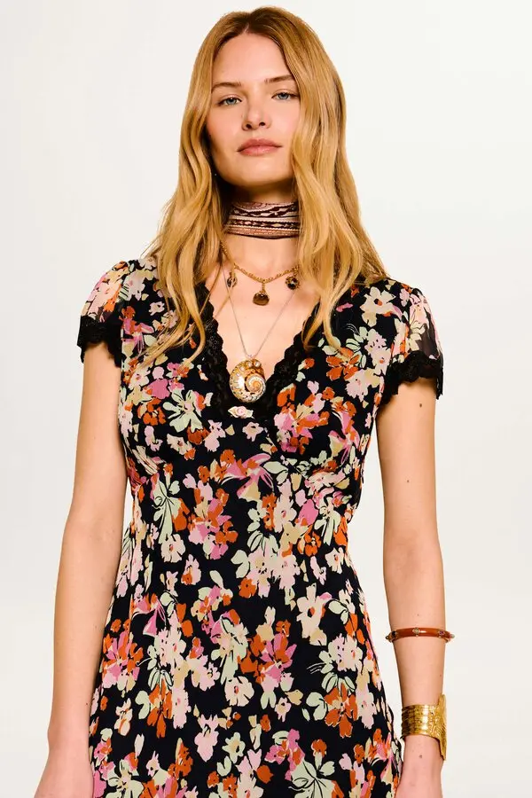 Rixo Clarice Primrose Floral Deep Navy Regular