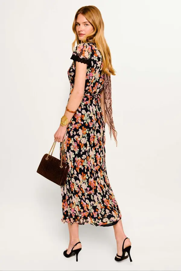 Rixo Clarice Primrose Floral Deep Navy Regular