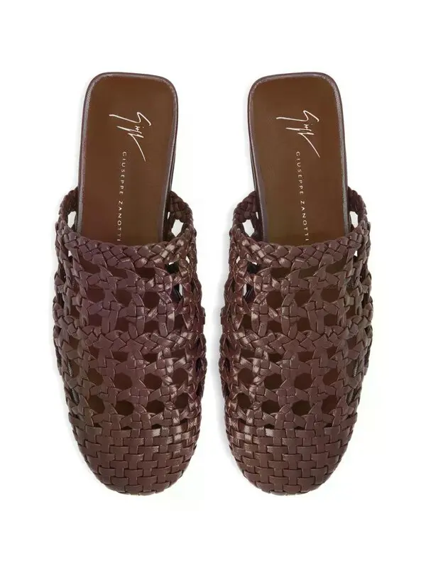 GIUSEPPE ZANOTTI Hand-woven Cage Slippers - Brown