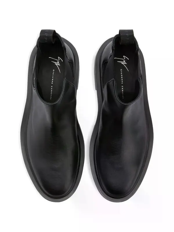 GIUSEPPE ZANOTTI Jeremiah Elastic Leather Chelsea Boots - Black