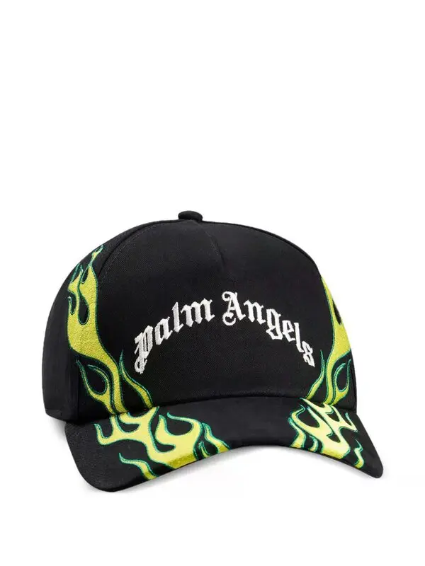 Palm Angels Flames Logo Curved Cap - Black
