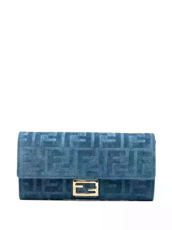 Fendi Baguette Wallet-on-chain With Ff Pattern - Blue