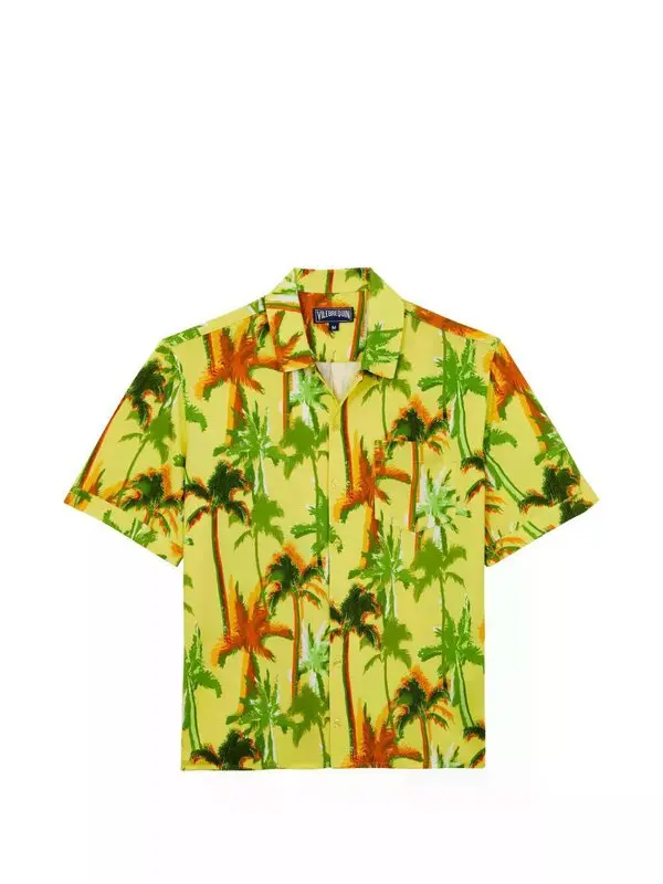 Vilebrequin Palms Offset Cotton Shirt - Yellow