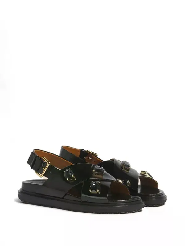 Marni Crystal-embellished Fussbett Sandals - Black