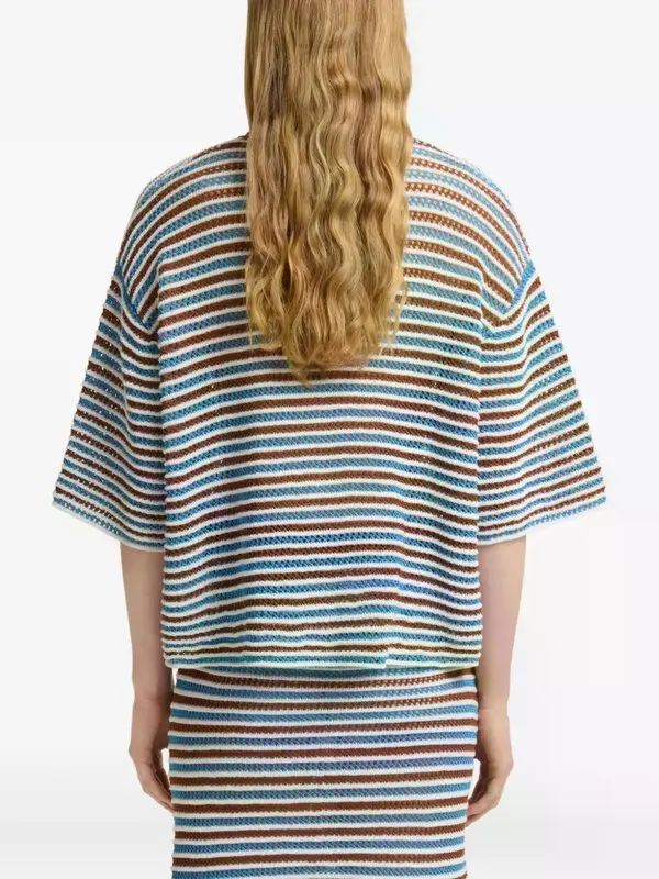 Marni Striped Crochet Zip-up Cardigan - Brown