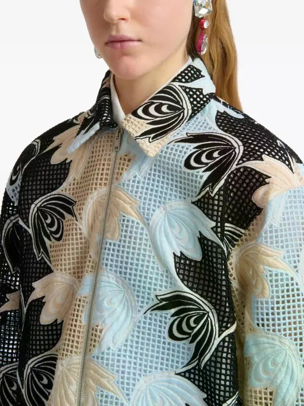 Marni Embroidered Broderie Anglaise Zip-up Shirt