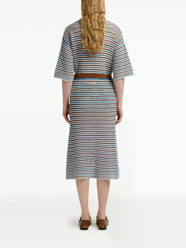 Marni Striped Crochet A-line Midi Skirt