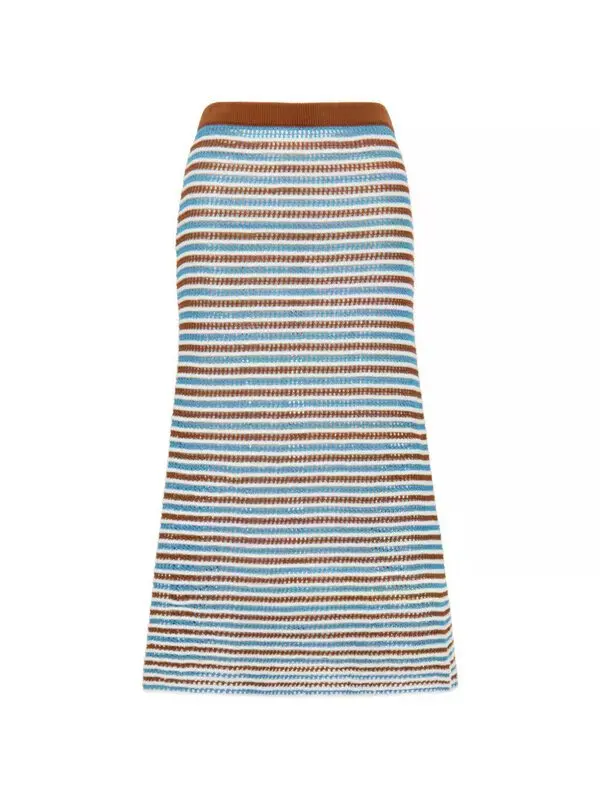 Marni Striped Crochet A-line Midi Skirt