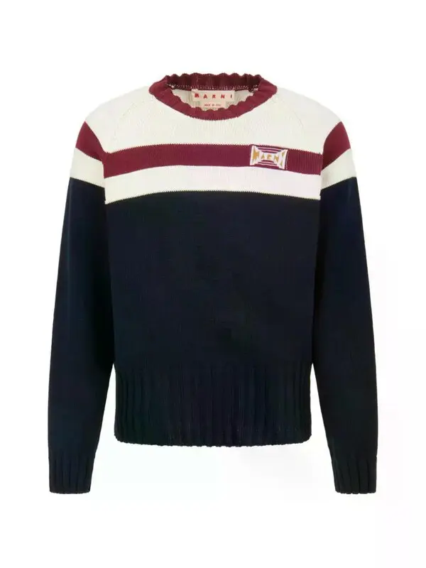 Marni Colour-block Striped Cotton Crewneck Sweatshirt