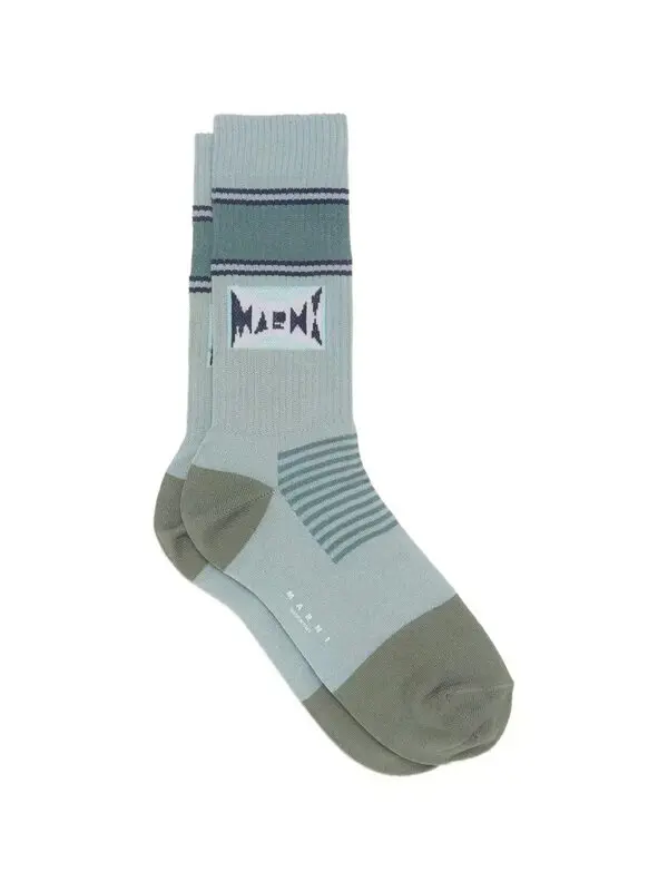 Marni Ribbed Striped Mid-calf Socks - Blue