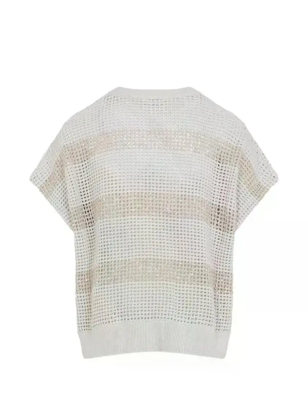 Brunello Cucinelli Striped Knit Top - White