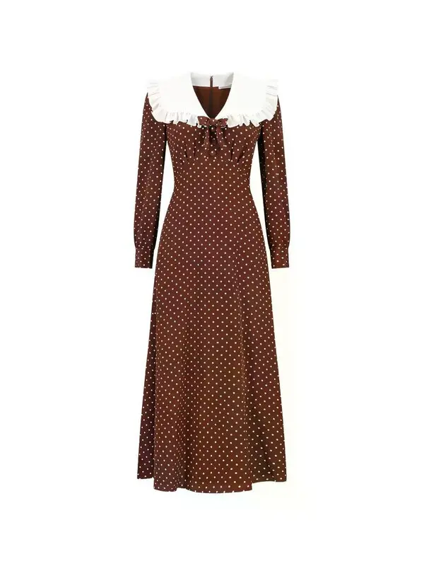 Alessandra Rich Polka-dot Ruffled Silk Dress