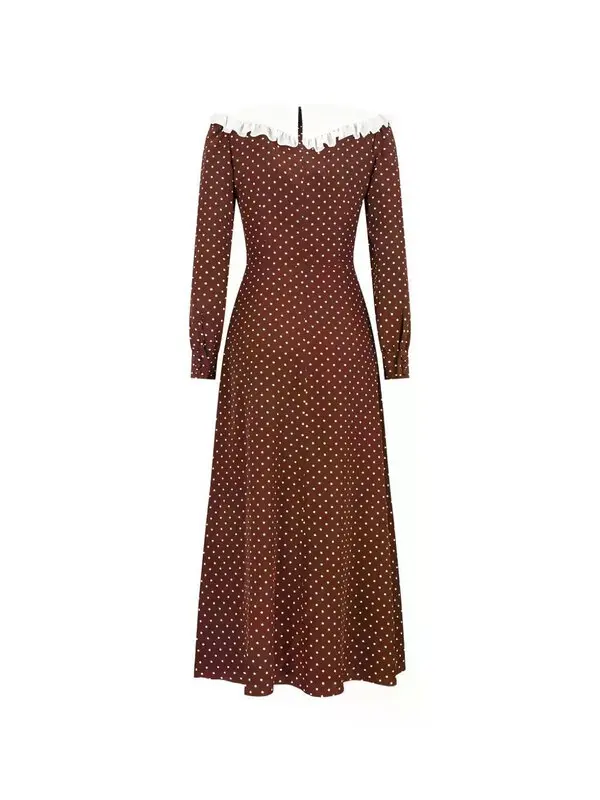 Alessandra Rich Polka-dot Ruffled Silk Dress
