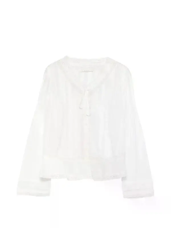DÔEN Hillock Lace-detail Blouse - White