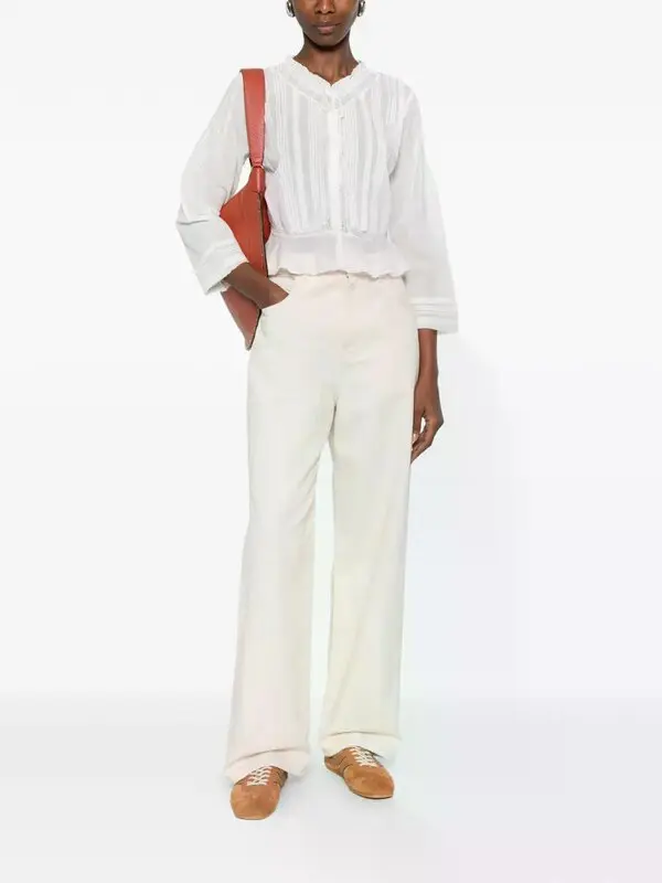 DÔEN Hillock Lace-detail Blouse - White