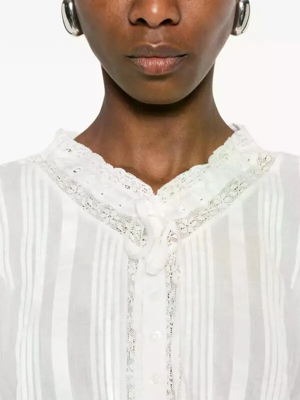 DÔEN Hillock Lace-detail Blouse - White