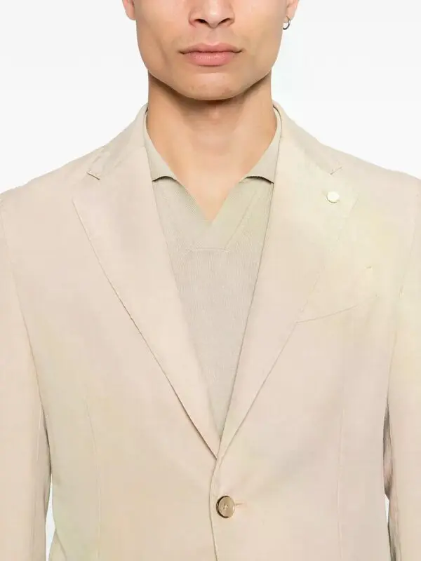 LUIGI BIANCHI Buttoned Single-breasted Blazer - Neutrals